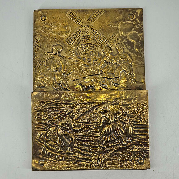 unmarked | Accents | Vintage Ornate Brass Gold Color Embossed Windmill ...